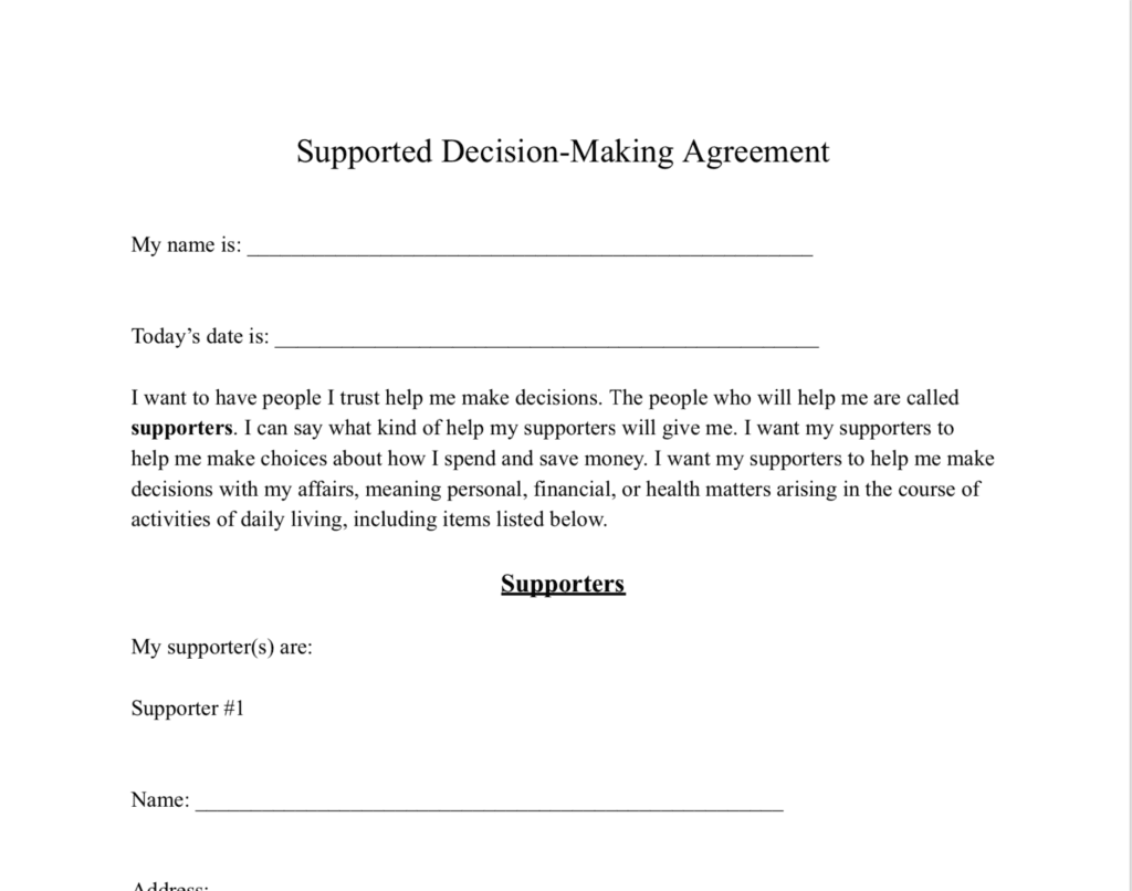 Supported Decision Making Agreement and Room Rental Agreement Done ...